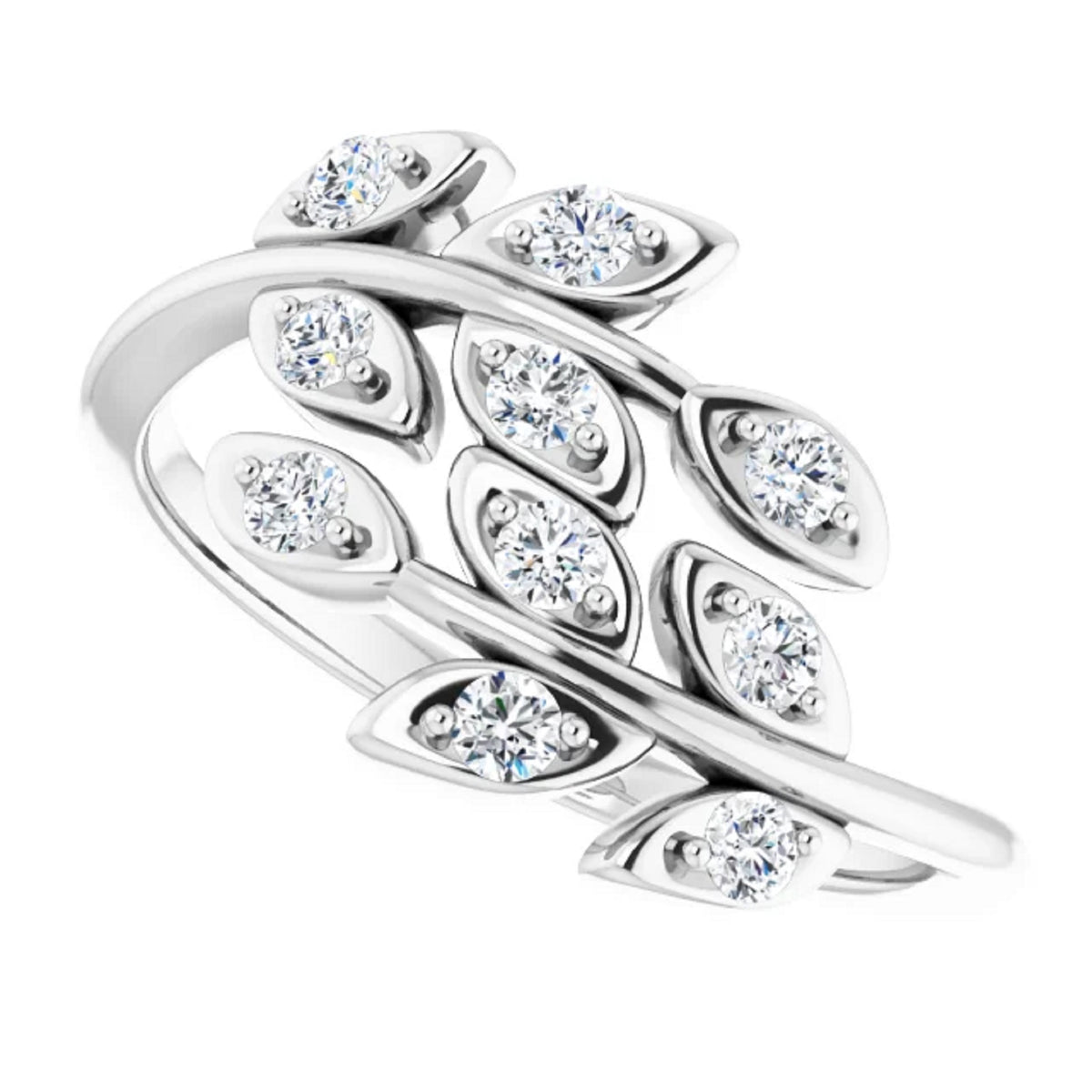 Diamond Leaf Statement Ring - JaneysJewels