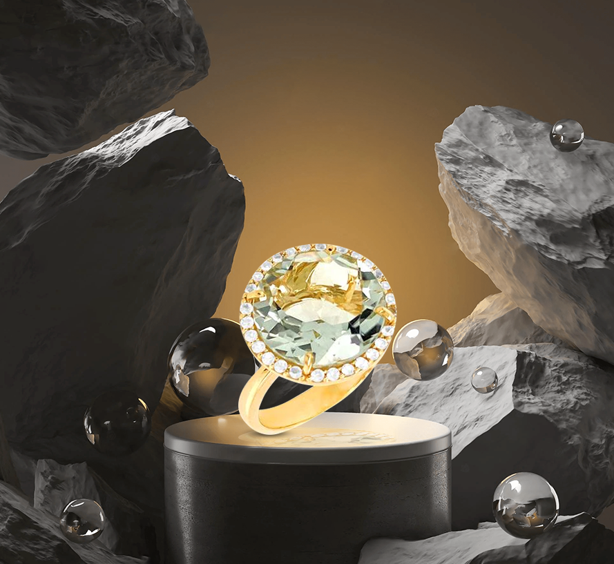 Unique, one of a kind jewelry with custom gems cut by us